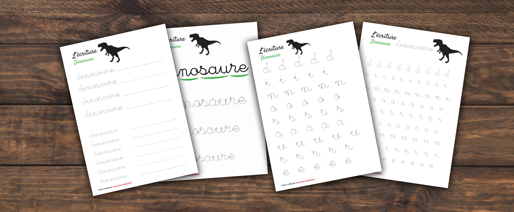 Dinosaure : Fiches d’écriture - Esquisses d'Adélaïde
