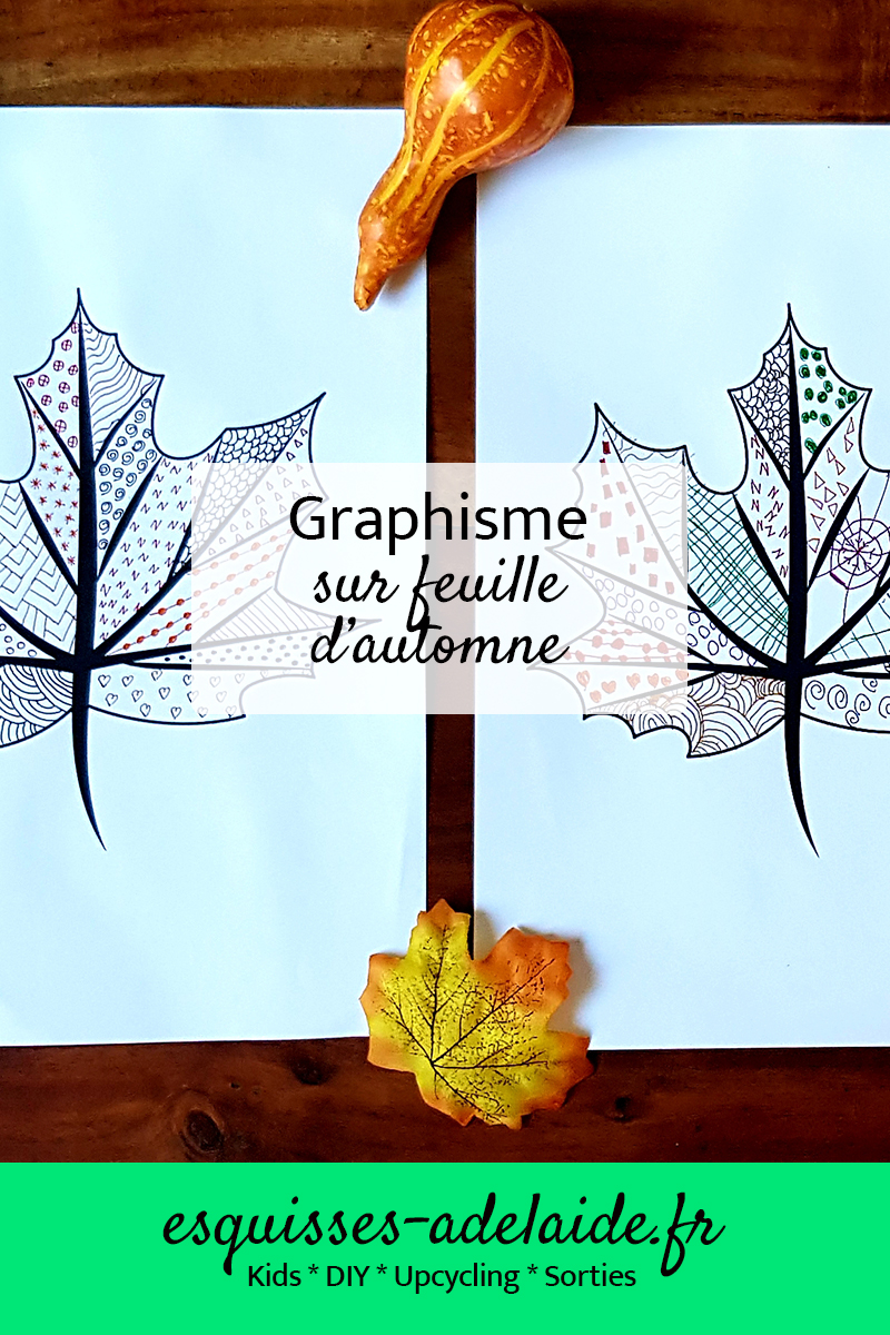 Atelier graphisme sur feuille d'automne - Esquisses d'Adélaïde