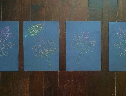 Atelier graphisme sur feuille d'automne - Esquisses d'Adélaïde